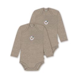Normani Outdoor Sports 2er Pack Baby Merino Body Langarm Auckland in Beige | Gr.: 80