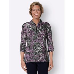 Sieh an! Poloshirt in orchidee-schwarz-bedruckt | Gr.: 40