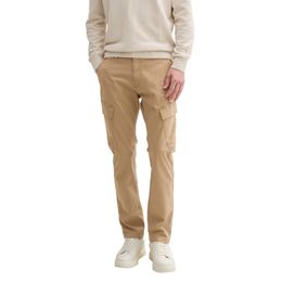 Chinohose Tom Tailor, Herren, Gr. L, N-Gr, beige (everglade beige), Web, Obermaterial: 97% Baumwolle, 3% Elasthan, unifarben, regular fit normal, Hosen Chinohose, mit Cargo Taschen
