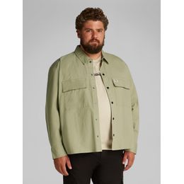 Langarmhemd "PLUS CARGO OVERSHIRT", Herren, Gr. XXL (56), N-Gr, gr&uuml;n (nordic dust), Web, Obermaterial: 97% Baumwolle, 3% Elasthan, Calvin Klein Jeans Plus, unifarben, bequem, 1-Knopf-Manschette, Hemden, in gro&szlig;en Gr&ouml;&szlig;en