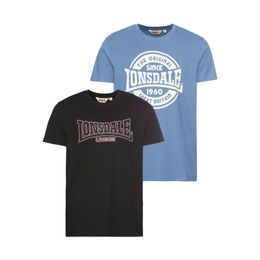 T-Shirt Lonsdale "FARNDON", Herren, Gr. 5XL, schwarz (schwarz, blau), Obermaterial: 100% Baumwolle, Rundhals, Shirts T-Shirt, Doppelpack
