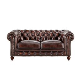 U.N.O uno Ledersofa im Vintagelook Chesterfield braun Ma&szlig;e (cm): B: 183 H: 80 T: 100.0 &raquo; H&ouml;ffner