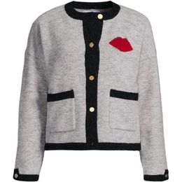 LANDS' END Lands' End Lulu Guinness Strickblazer, Damen,  Grau, Polyester/Nylon/Polyester-Mischung, by Lands' End