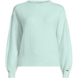 LANDS' END Wool Touch Pullover mit gerolltem Ausschnitt, Damen,  Blau, by Lands' End