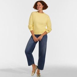 LANDS' END Wool Touch Pullover mit gerolltem Ausschnitt, Damen,  Gelb, Wolle/Polyester/Nylon, by Lands' End