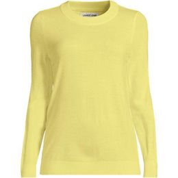 LANDS' END CashTouch Rundhalspullover, Damen,  Gelb, by Lands' End