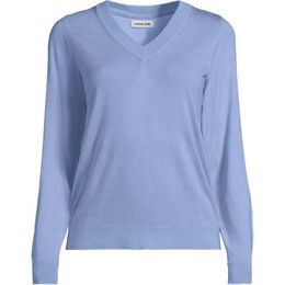 LANDS' END CashTouch Pullover mit V-Ausschnitt, Damen,  Blau, by Lands' End