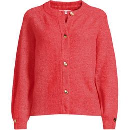 LANDS' END Wool Touch Cardigan mit Rundausschnitt, Damen,  Pink, Wolle/Polyester/Nylon, by Lands' End