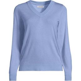 LANDS' END CashTouch Pullover mit V-Ausschnitt, Damen,  Blau, by Lands' End