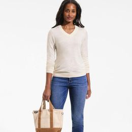 LANDS' END CashTouch Pullover mit V-Ausschnitt, Damen,  Wei&szlig;, by Lands' End