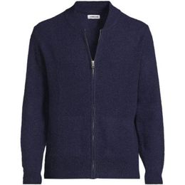 LANDS' END Wool Touch Cardigan mit Rei&szlig;verschluss, Herren,  Blau, Wolle/Polyester/Nylon, by Lands' End