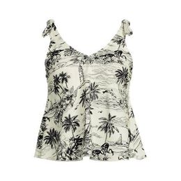 LANDS' END Tankini-Top mit geknoteten Tr&auml;gern und Flattersaum, Damen,  Wei&szlig;, Elasthan/Nylon-Mischung, by Lands' End