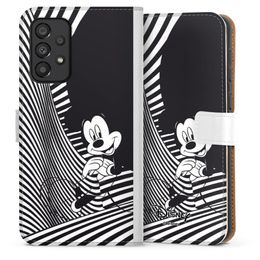 DeinDesign Galaxy A33 5G Handy Klapph&uuml;lle Handyh&uuml;lle aus Kunst Leder wei&szlig; Flip Case Disney Mickey Mouse Official Licensed Product Sideflip mit Lasche