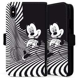 DeinDesign iPhone X Handy Klapph&uuml;lle Handyh&uuml;lle aus Kunst Leder schwarz Flip Case Official Licensed Product Mickey Mouse Disney Sideflip mit langer Lasche