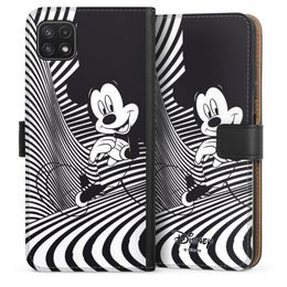 DeinDesign Galaxy A22 5G Handy Klapph&uuml;lle Handyh&uuml;lle aus Kunst Leder schwarz Flip Case Disney Mickey Mouse Official Licensed Product Sideflip mit langer Lasche