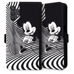 DeinDesign Galaxy A32 5G Handy Klapph&uuml;lle Handyh&uuml;lle aus Kunst Leder schwarz Flip Case Disney Mickey Mouse Official Licensed Product Sideflip mit langer Lasche