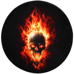 Badematte Sanilo "Totenkopf Flammen", bunt (schwarz, orange), H:15mm, Polyester, Badematten, Badematte, Memory Schaum