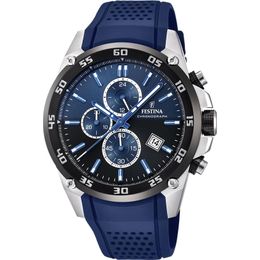 Chronograph Festina "The Originals", blau (blau, blau, schwarz), Armbanduhren, Herren, Chronograph, Quarzuhr, Armbanduhr, Herrenuhr, analog, Tag, Stoppfunktion