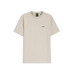 Rundhalsshirt BOSS Green "Tee", Damen, Gr. L, light beige275, Single Jersey, Obermaterial: 95% Baumwolle, 5% Elasthan, regular fit h&uuml;ftlang, Rundhals, eng eingefasste Kante, Shirts Rundhalsshirt, mit gummiertem Kontrast-Logo
