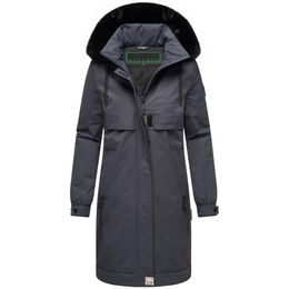 Kurzmantel Navahoo "Kaltwetterretter 14", Damen, Gr. XXL (44), blau (navy), Obermaterial: 55% Nylon, 45% Baumwolle. Innenfutter: 100% Polyester. Wattierung: 100% Polyester. &Auml;rmelfutter: 100% Polyester. Kunstpelz: 100% Polyester, Basic, gerade ca. Mitte Oberschenkel, hoch geschlossener Ausschnitt, verstellbar elastischer Bund mit Druckknopf,mit Gummizug,mit Windstopper,mit innenliegendem Gummizug,m