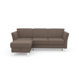 Sit & More Ecksofa SIT & MORE "Visby L-Form", grau (taupe), B:248cm H:87cm T:162cm, Sofas, Ecksofa, wahlweise mit Bettfunktion und Bettkasten, frei im Raum stellbar