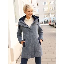 Langjacke Classic Basics, Damen, Gr. 38, blau (rauchblau, meliert), 100% Polyester, Futter:100% Polyester, meliert, Jacken Langjacke
