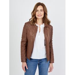 Lederjacke JCC "31024019", Damen, Gr. L, braun (schwarz braun), Obermaterial 100% Lammleder; Futter 65% Polyester, 35% Baumwolle; &Auml;rmelfutter: 100% Polyester, Jacken