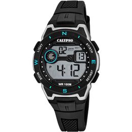 Chronograph Calypso Watches "Digital Crush", schwarz, Armbanduhren, Kinder, Chronograph, Kinderuhr, Quarzuhr, Armbanduhr, Junge, digital, Tag, Wochentag, Monat