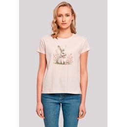 T-Shirt F4NT4STIC "Niedlicher Osterhase mit Blumen", Damen, Gr. L, pink, Obermaterial: 100% Baumwolle, oversize, Rundhals, ohne B&uuml;ndchen, Shirts T-Shirt, Premium Qualit&auml;t