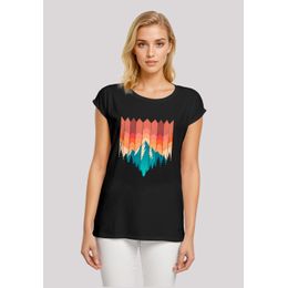T-Shirt F4NT4STIC "Berg Sonnenuntergang Geometrisch", Damen, Gr. 4XL, schwarz, Obermaterial: 100% Baumwolle, regular fit, Rundhals, ohne B&uuml;ndchen, Shirts T-Shirt, Premium Qualit&auml;t