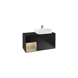Villeroy & Boch V&B Waschtischunterschrank Abdeckplatte Gl. bla m Finion 120cm, Reg li Oa ven, Black matt lacquer ; Villeroy & Boch (F142PCPD)
