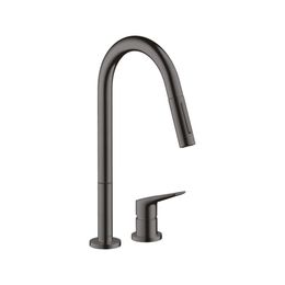 Hansgrohe 2-Loch-Sp&uuml;ltisch-Einhebelmischer 220 Axor Citterio M mit Ausziehbrause, brushed black chrome (34822340)