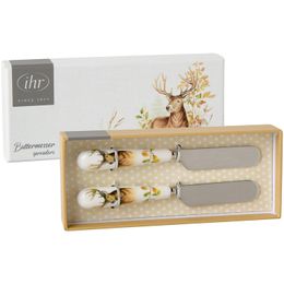 IHR Ideal Home Range GmbH Buttermesser mit Tiermotiv &ndash; 2 St&uuml;ck Hunted Deer Cream
