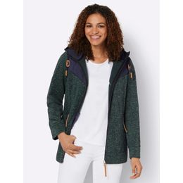 WITT Damen Fleecejacke im Material-Mix, apfel-marine-meliert, Gr&ouml;&szlig;e 40