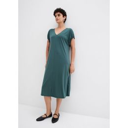 bonprix Jerseykleid mit V-Ausschnitt aus Viskose-Mix, gr&uuml;n, Viskose