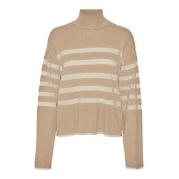 V&eacute;ro Moda Vero Moda Pullover 'HAPPINESS' Damen Gr&ouml;&szlig;e M beige / hellbraun