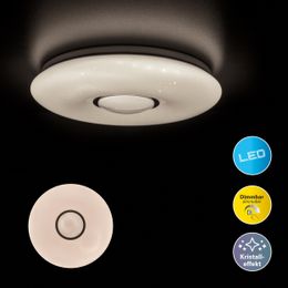 N&auml;ve N&Auml;VE LED Deckenleuchte "Picton", 1, &Oslash; 31cm H: 5,5cm, 1 Stk., wei&szlig;, Wohnzimmer, Leuchten, Schirm Kristalleffekt, Stufenweise dimmbar per Wandschalter,
