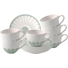 Villeroy & Boch VILLEROY & BOCH Tasse "Kaffeetassen mit Untertassen Fleur Couleur 160 ml 6er Set", 6 tlg., gr&uuml;n, Trinkgef&auml;&szlig;e