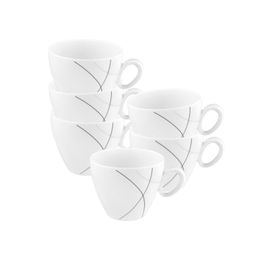 Seltmann Weiden Tasse "Kaffeetassen Trio Highline 0,23 l 6er Set wei&szlig;-grau", 6 tlg., bunt, Trinkgef&auml;&szlig;e