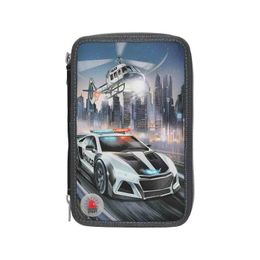 Depesche Kinder Buntstift "3-Fach Federtasche LED Monster Cars 7,5 x 13 x 20 cm schwarz-bunt", bunt, Kunststoff, Stifte