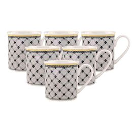 Villeroy & Boch VILLEROY & BOCH Becher "Kaffeebecher Audun Promenade 300 ml 6er Set wei&szlig;-grau-gelb", bunt, Trinkgef&auml;&szlig;e