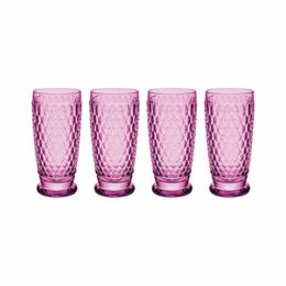 Villeroy & Boch VILLEROY & BOCH Longdrinkglas "Longdrinkgl&auml;ser Boston Coloured 400 ml 4er Set", pink, Trinkgef&auml;&szlig;e