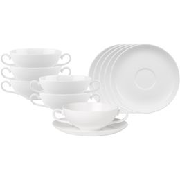 Villeroy & Boch VILLEROY & BOCH Tasse "Suppentassen mit Untertassen Royal 200 ml 6er Set wei&szlig;", 12 tlg., wei&szlig;, Trinkgef&auml;&szlig;e