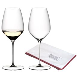 Wei&szlig;weinglas "Riesling Gl&auml;ser + Poliertuch Veloce 570 ml 2er Set transparent", bunt, RIEDEL THE WINE GLASS COMPANY, Trinkgef&auml;&szlig;e