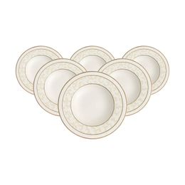 Villeroy & Boch VILLEROY & BOCH Suppenteller "Suppenteller Ivoire &oslash; 24,8 cm 6er Set wei&szlig;-gold", L:24,8cm, bunt, Speiseteller