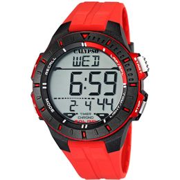 Calypso Watches Kinder Chronograph "Color Splash", rot, Armbanduhren, Armbanduhr, Quarzuhr, Herrenuhr, digital, Datum, Stoppfunktion