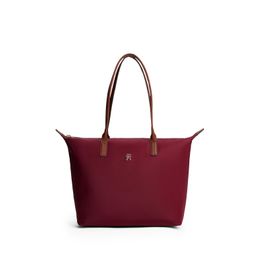 Tommy Hilfiger Damen Tragetasche "POPETTE TOTE"dunkelrot, Leder, Nylon, Taschen, Damen Handtasche, Schultertasche mit kontrastfarbigen Henkeln
