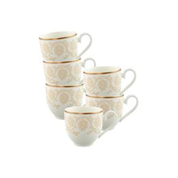 Villeroy & Boch VILLEROY & BOCH Espressotasse "Espressoobertassen Ivoire 70 ml 6er Set wei&szlig;-gold", 6 tlg., bunt, Trinkgef&auml;&szlig;e