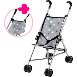 BAYER Kinder Puppenbuggy, grau, Kunststoff, Metall, Polyester, B:27cm H:56cm T:47cm, Puppenwagen, mit Tasche