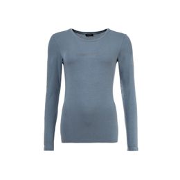 Emporio Armani Damen Longsleeve "Longsleeve ESSENTIAL STUDS LOGO 1er Pack", blau, Gr. XS, Obermaterial: 95% Baumwolle CO. 5% Elasthan EL., Shirts